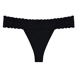 Sunm Boutique Womens Thong Underwear Lace Hollowed Out T Back Low Waist Ice Silk Sexy Cheeky Thong See Through Panties Medium