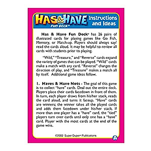 Super Duper Publications | Has & Have Fun Deck | Language and Verb Form Development Flash Cards | Educational Learning Materials for Children