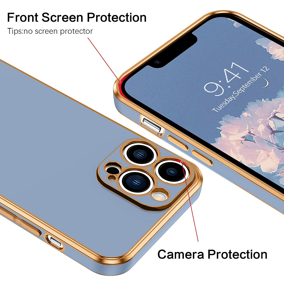 VENINGO iPhone 13 Pro Case, Slim Fit Soft TPU with Adjustable Wristband Kickstand, Scratch Resistant Shockproof Protective Cover for iPhone 13, Lavender Grey