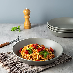 AmorArc Ceramic Salad Plates and Pasta bowls set(10PCS), Highly Chip and Crack Resistant | Dishwasher & Microwave Safe, Matte Grey Style