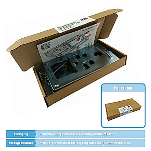 made2catch Pack of 2 Classic Metal Rat Traps Fully Galvanized - Rat Traps That Work - Strong and Humane Snap Rat Trap - Reusable Rat Trap - 2 Traps