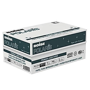 BOISE POLARIS Premium Laser Paper, 8.5" x 11" Letter, 98 Bright White, 28 lb, 6 Ream Carton (3,000 Sheets)