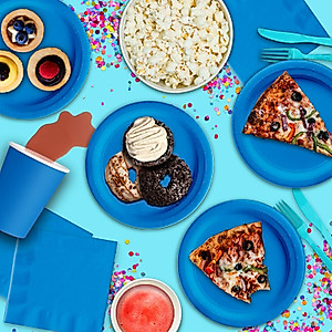 Solid Blue Birthday Party Supplies Set Plates Napkins Cups Tableware Kit for 16