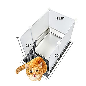 MEEXPAWS Stainless Steel Litter Box for Cats (18”×14”×4”) | Non Stick | Odor Control |Metal cat Litter Scoop | Cat Litter mat | Splash Guard | Easy Clean
