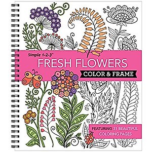 Color & Frame - Fresh Flowers (Adult Coloring Book)