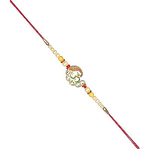 CHERKRAFT Rakhi for Brother Thread for Men/Boy Raksha Bandhan Peacock Design Rakhi with Pearls (Design 6)
