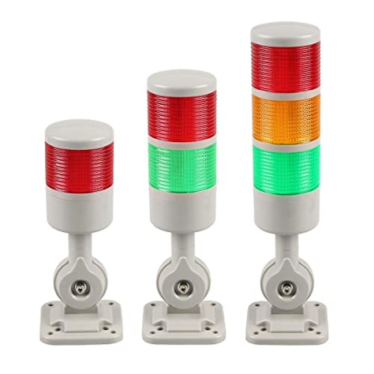 LUBAN Led Signal Tower Stack Lights, Industrial Signal Warning Lights, Column Tower Lamp Andon Lights with Rotatable Base, Steady/Flashing Light Switchable,12V 24V DC(3-Layer, no Buzzer)