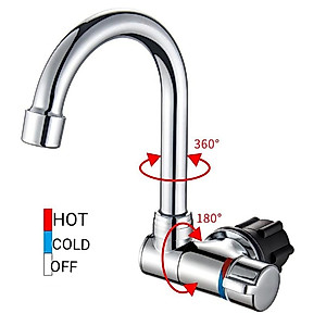 Foldable Faucet, 360° Rotation Sink Water Tap Cold & Hot Water Mixer Faucet for RV Boat Foldable Copper Kitchen Faucet