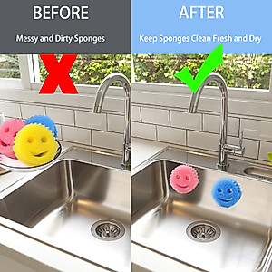 Sponge Holder, Sponge Caddy with Suction Cup Installation, Sponge Sink Organizer for Kitchen and Bathroom, for Holding Smiley Sponges(Sponges Not Included)…