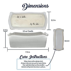 Pavilion - at The Lake - 12-Ounce Wax Reveal Natural Soy Wax 3 Wick Candle, Jasmine Scented, Hidden Message Candle, Lake House Décor, 1 Count, 7.5 x 3.5 x 2.25-inch, Gray