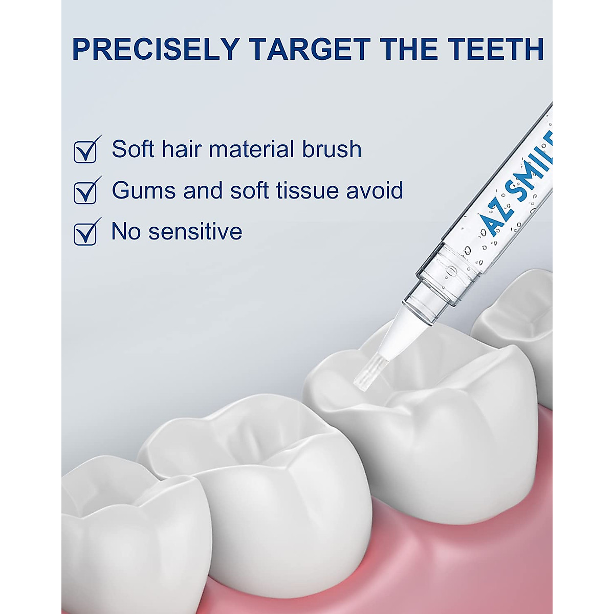 AZ Smile Teeth Whitening Pen (3 Pens), 30+ Treatments for teeth whitening No Sensitive Teeth Whitening Gel Travel-Friendly Teeth Whitener, Helps to Remove Stains from Soft Drink, Smoking, Coffee, Wine