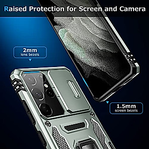 RLUYIDIKS for Samsung Galaxy A13 5G Case with Camera Cover,with Rotatable Metal Ring Kickstand,Samsung Galaxy A13 Case Military Grade Protection,Heavy Duty Shockproof Protective Case,Grey RUS03-06