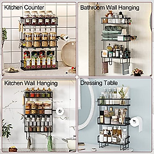 Fokyfok Over Toilet Bathroom Organizer,Over The Toilet Storage Shelf, Toilet Shelf with Toilet Paper Holder,Bathroom Shelf Over Toilet,3 Tier Toilet Storage Rack Black Metal (Black)