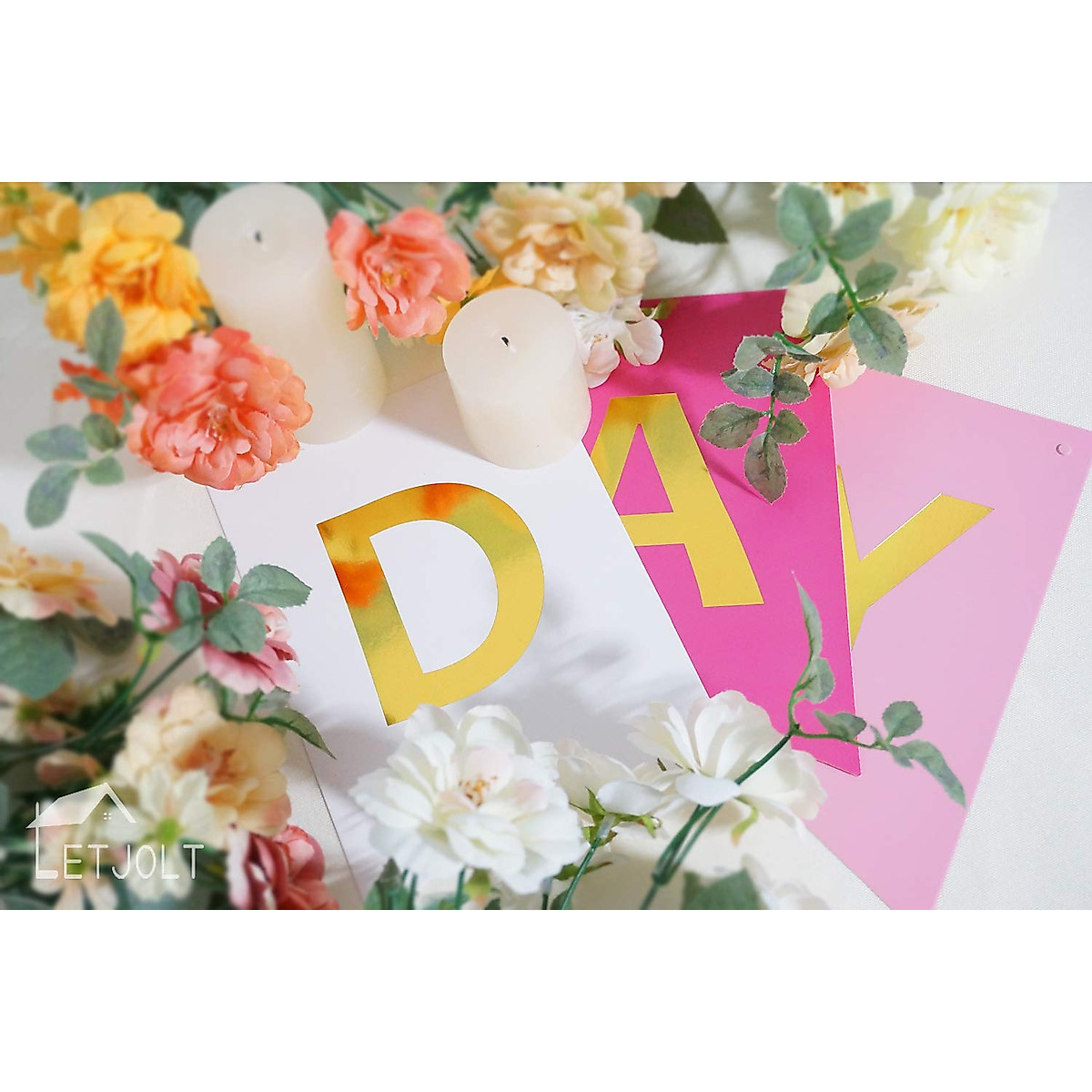 Roseo Pink Happy Birthday Banner Signs Golden Sparkle Funny Birthday Party Supplies for Girls Birthday Party Birthday Decorations Nursery Hanging Decorations 13 Pieces