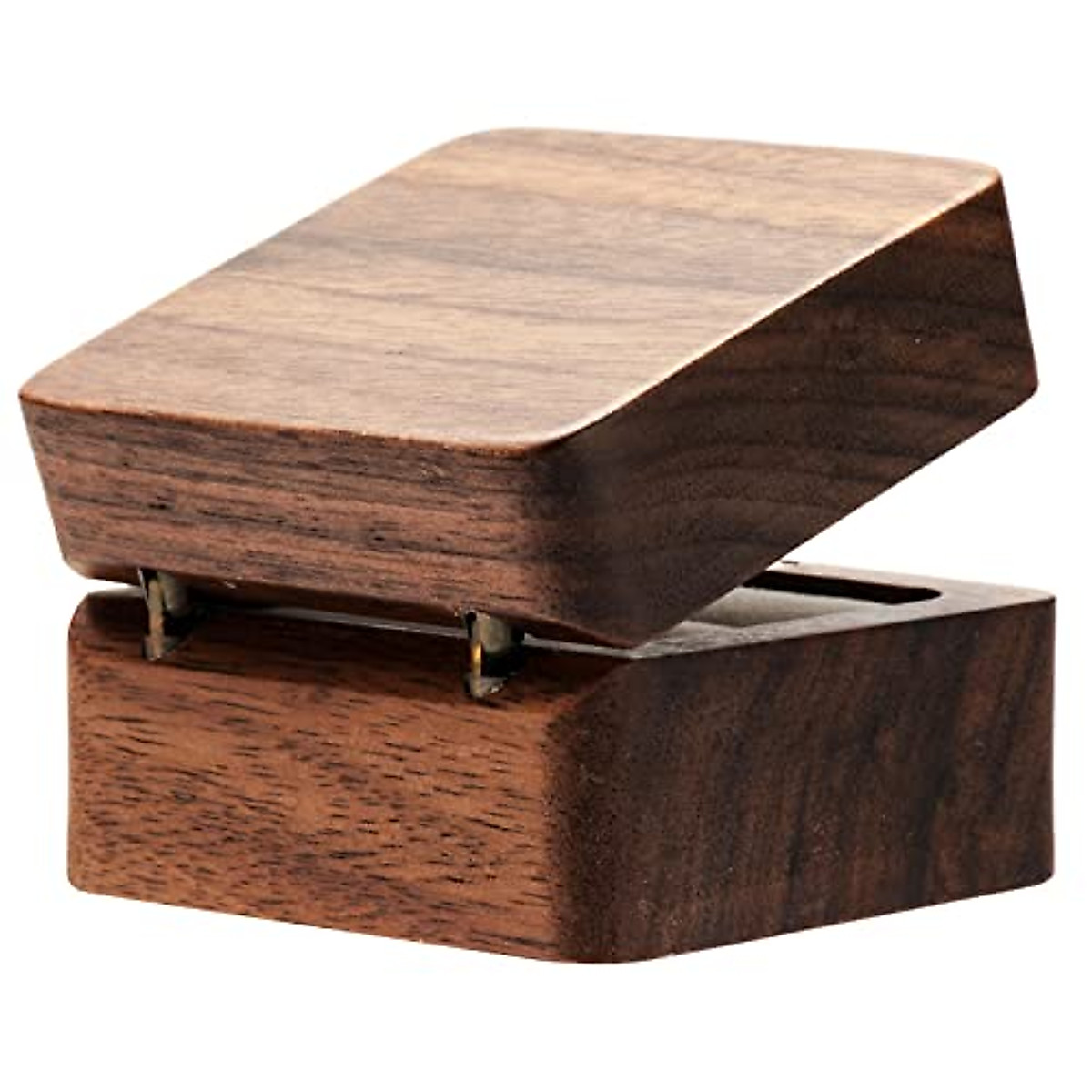 COSISO Square Solid Wood Double Ring Box Case for Wedding Ceremony Engagement Proposal,Wooden Ring Holder for 2 Rings (Black Inner)