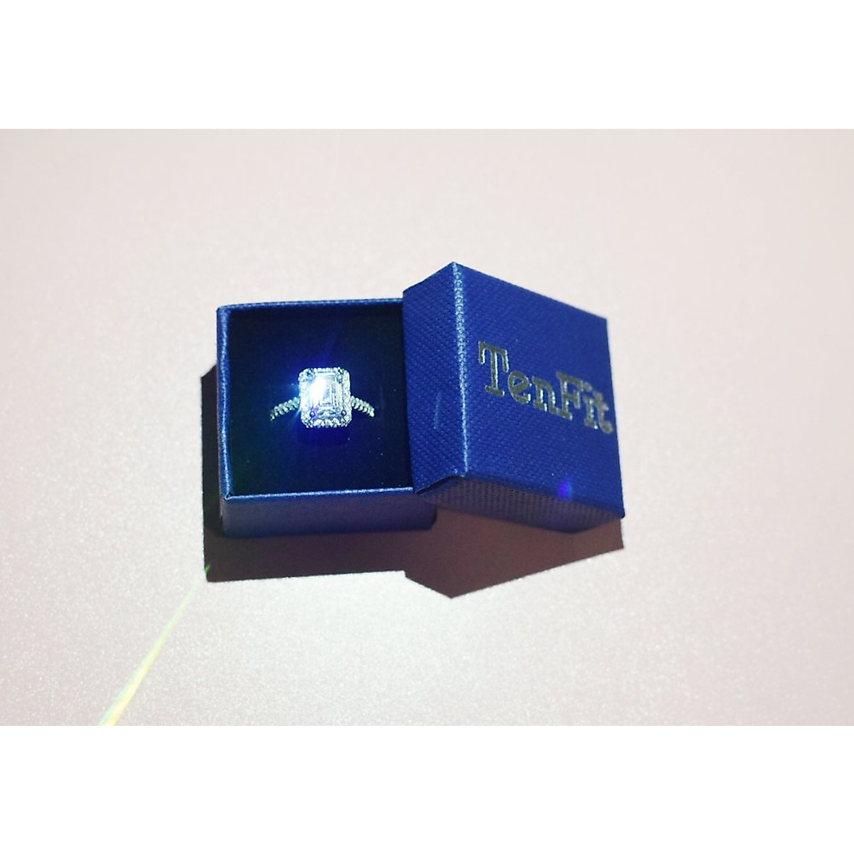 Tenfit Jewelry Women's Ring 18k Gold Plated Square Cubic Zircon Engagement Ring 118,Size:7