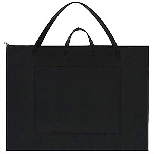 BUSOHA Large Art Portfolio Tote Bag with Nylon Shoulder,24"X 36" Light Weight Waterproof Poster Board Storage,Portfolio Folder for Artwork Poster, Sketching,Student Art Portfolio,Drawing (BLACK)