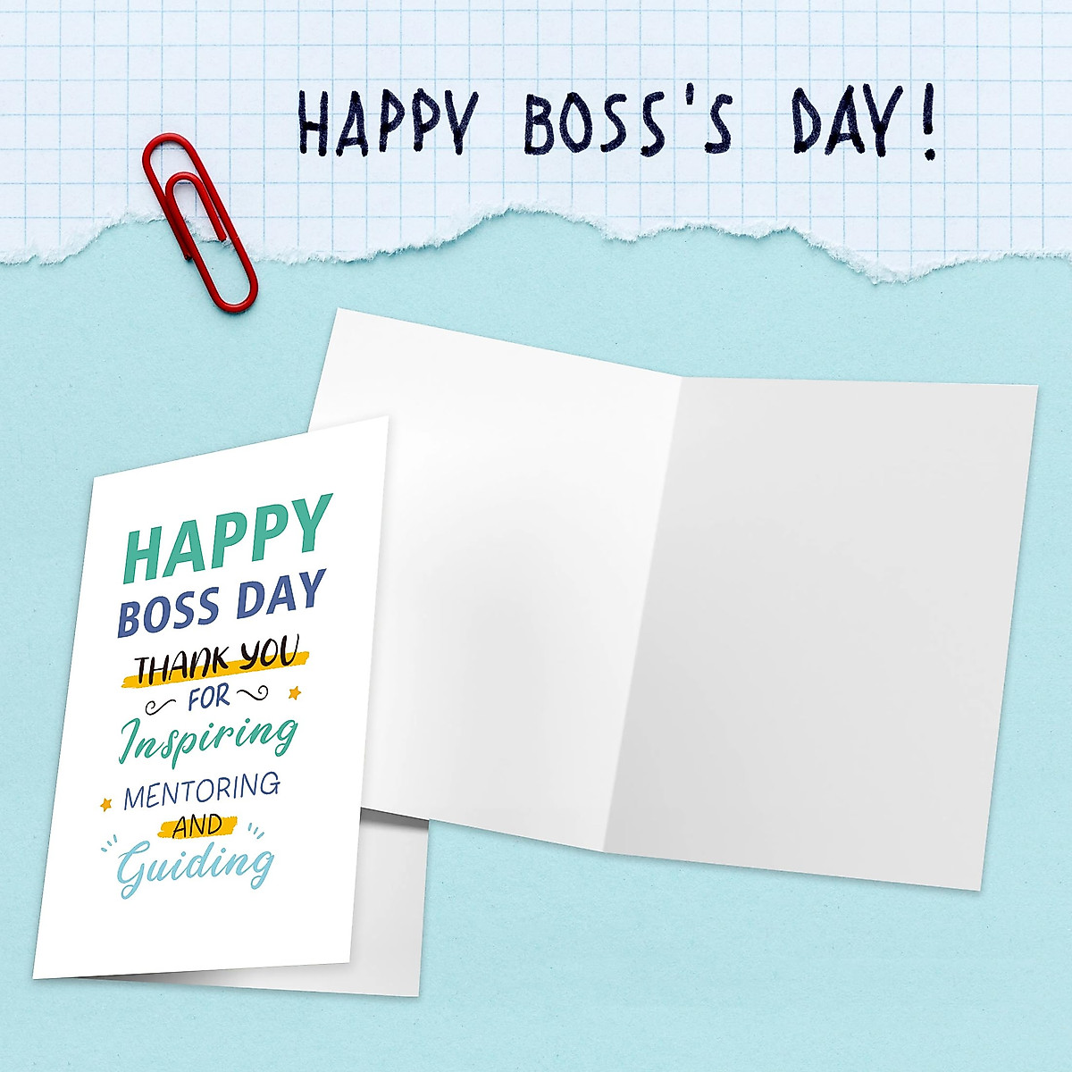 Happy Boss Day Thank You Card, Thank You Card From Employee Staff, Thanks for You Inspiring Mentoring And Guiding