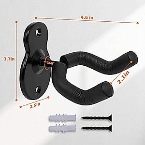 Sound harbor Guitar Wall Mount Wall Hanger 3 Pack Hook Black Metal Guitar Holder for Acoustic Electric Bass Guitar Ukulele Banjo mandolin