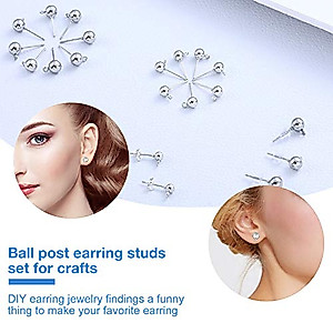 780 Pcs Ball Post Earring Studs for Jewelry Making with Loop 3 Sizes 4/5/6 mm Round Ball Earring Posts, Butterfly and Silicone Eardrop Backs, Open Jump Rings for DIY Jewelry Making(Gold, Silver)