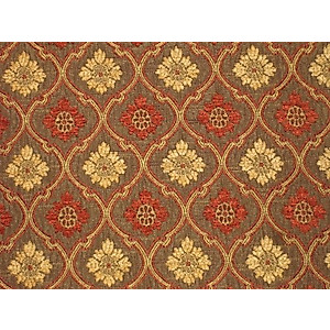 14x14 Burgundy and Gold Bulbs Brocade Decorative Throw Pillow Cover (Reino Collection)