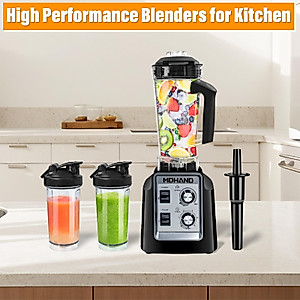MDHAND 2200W Smoothie Blender with 68oz BPA-Free Jar, Adjustable Speeds for Smoothies, Ice Crushing & Protein Shakes, with 2 To-Go Cups, Perfect Kitchen Essential for Juicing & Frozen Drinks, Black