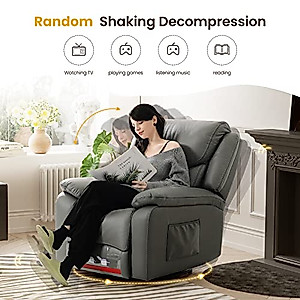 Luffield Large Electronic Power Recliner Chair， 270 Degree Swivel Recliners Comfy Glider Rocking Chairs with USB & Type-C Ports，Soft Fabric Sofa Chair for Living Room