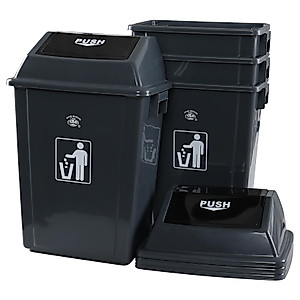 Ortodayes 4-Pack 16 Gollon Large Garbage Cans with Lids, Plastic Outdoor Trash Bin, Grey