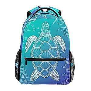 Sea Watercolor Turtle Backpack Travel College Book Bag Shoulder Bag Camping Hiking Laptop Daypack2