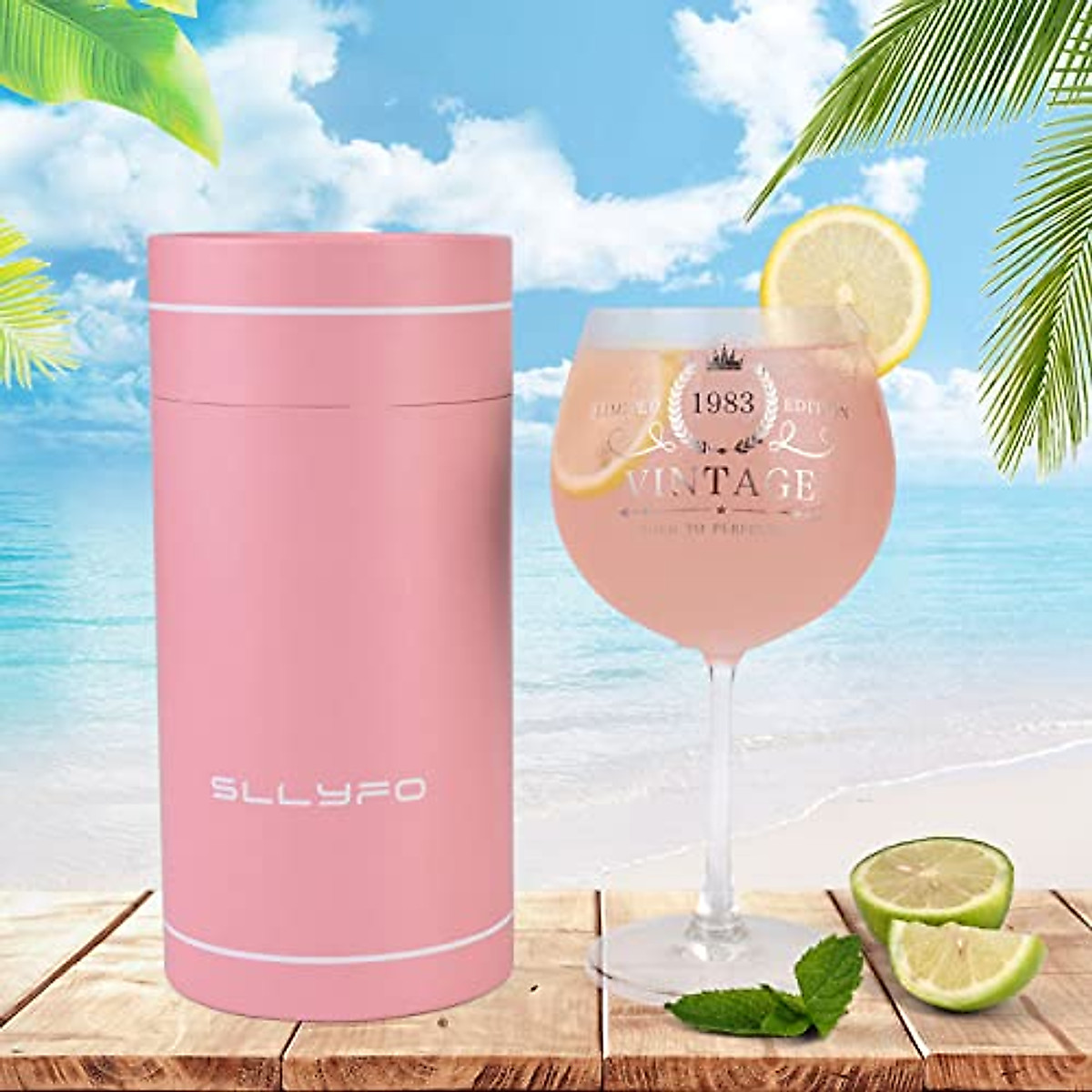 Sllyfo 40th Birthday Gifts Women Wine Glass - Vintage 1983 Printed 22 oz Stemmed Wine Glass - Funny 40 Birthday Gifts Idea.(Vintage 1983)