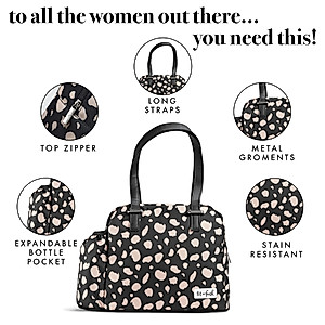 Fit & Fresh Lunch Bag For Women, Insulated Womens Lunch Bag For Work, Leakproof & Stain-Resistant Large Lunch Box For Women With Bottle Pocket, Long Straps, Zipper Closure Laketown Bag Black Cheetah