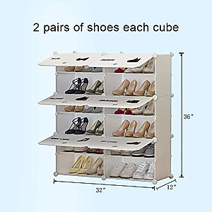 KOUSI Portable Shoe Rack Organizer 24 Pair Tower Shelf Storage Cabinet Stand Expandable for Heels, Boots, Slippers, 6 Tier White