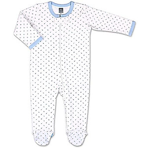 The Peanutshell Baby Sleeper Set for Boys or Girls | 3 Pack in Dinosaur, Solid Blue & Dots | Newborn to 9M Footed Pajamas (Newborn)