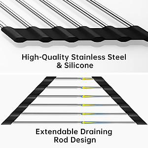 Tomorotec 17.7" x 15.5" Roll Up Foldable Dish Drying Rack, Rollable Dish Racks Multipurpose Anti-Corrosion 304 Stainless Steel Over Sink Kitchen Drainer Rack for Cups Fruits Vegetables (Green)