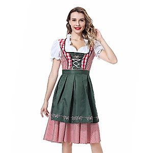 VISVIC Oktoberfest Costumes Women Dirndl Dresses 2 Pieces, Women's Oktoberfest Dress German Dirndl Dress Costumes for Bavarian Oktoberfest Carnival Halloween
