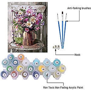 Paint by Numbers for Adults,Flowers DIY Oil Painting by Numbers on Canvas Without Frame 16x20 Inch (40x50cm)