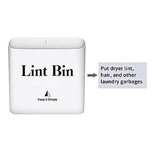 Magnetic Lint Bin for Laundry Room by Subekyu, Small Waste Bin or Laundry Storage Container for Hanging on Dryer/Washer/Wall, 0.85 Gallon, White