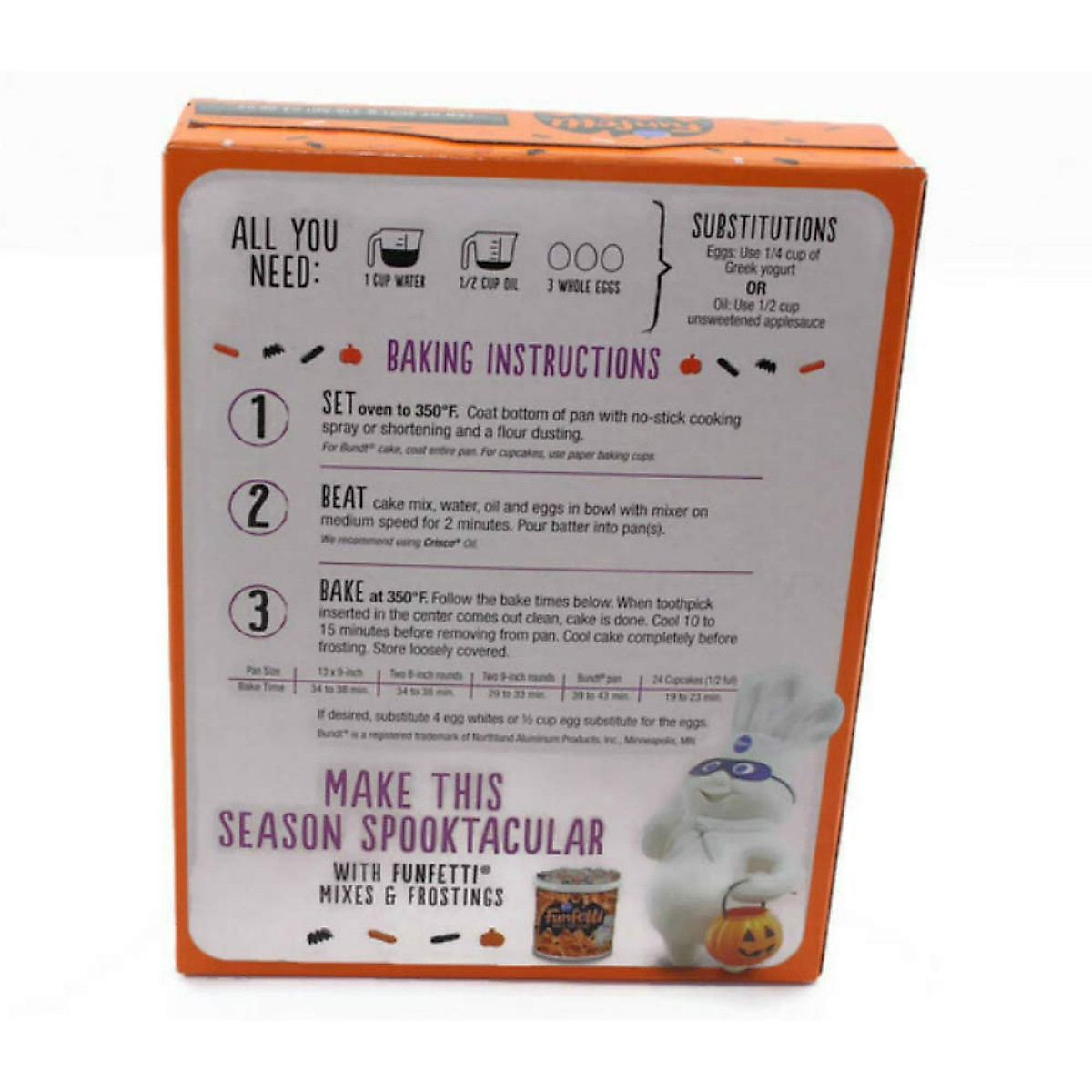 Pillsbury Funfetti Halloween Cake Mix with Candy Bits and Gluten Free Vanilla Frosting for a Fun Filled Halloween Cupcake Baking Event (Bundle)