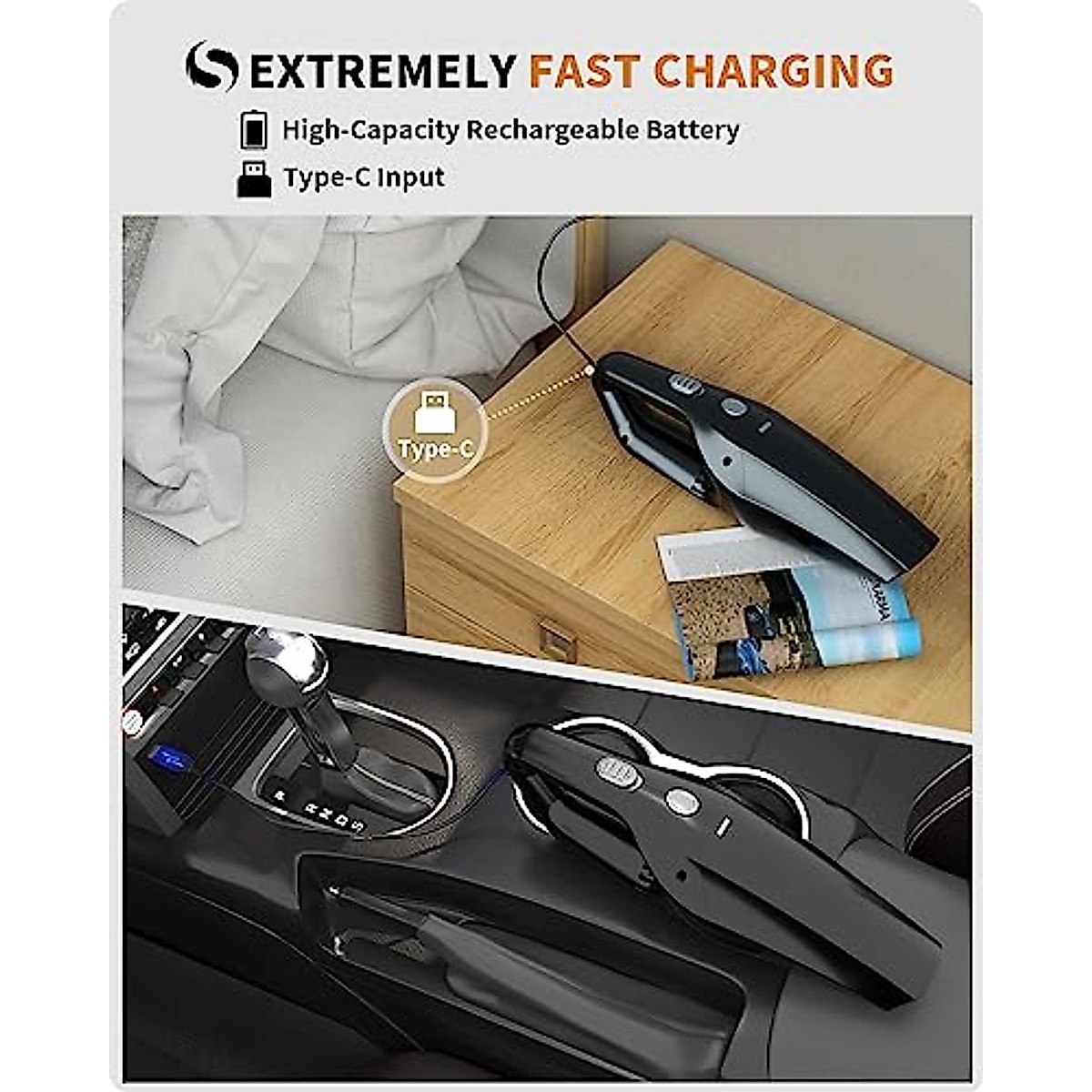SERVOMASTER Handheld Vacuum Cleaner Cordless, Small Powerful Car Vacuum Cleaner with Rechargeable Battery, Portable Car Hand Held Vacuum Cleaner Accessories Interior Cleaning Kit for Men Women