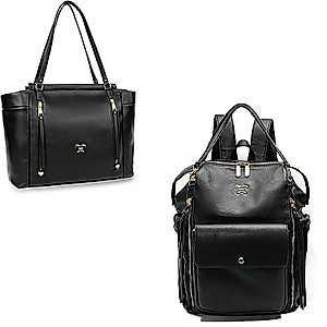 miss fong Diaper Bag Tote Leather Diaper Bag Backpack, Large Capacity Mommy Bag with Changing Pad,Mini Diaper Bag, Diaper Bag Bundle