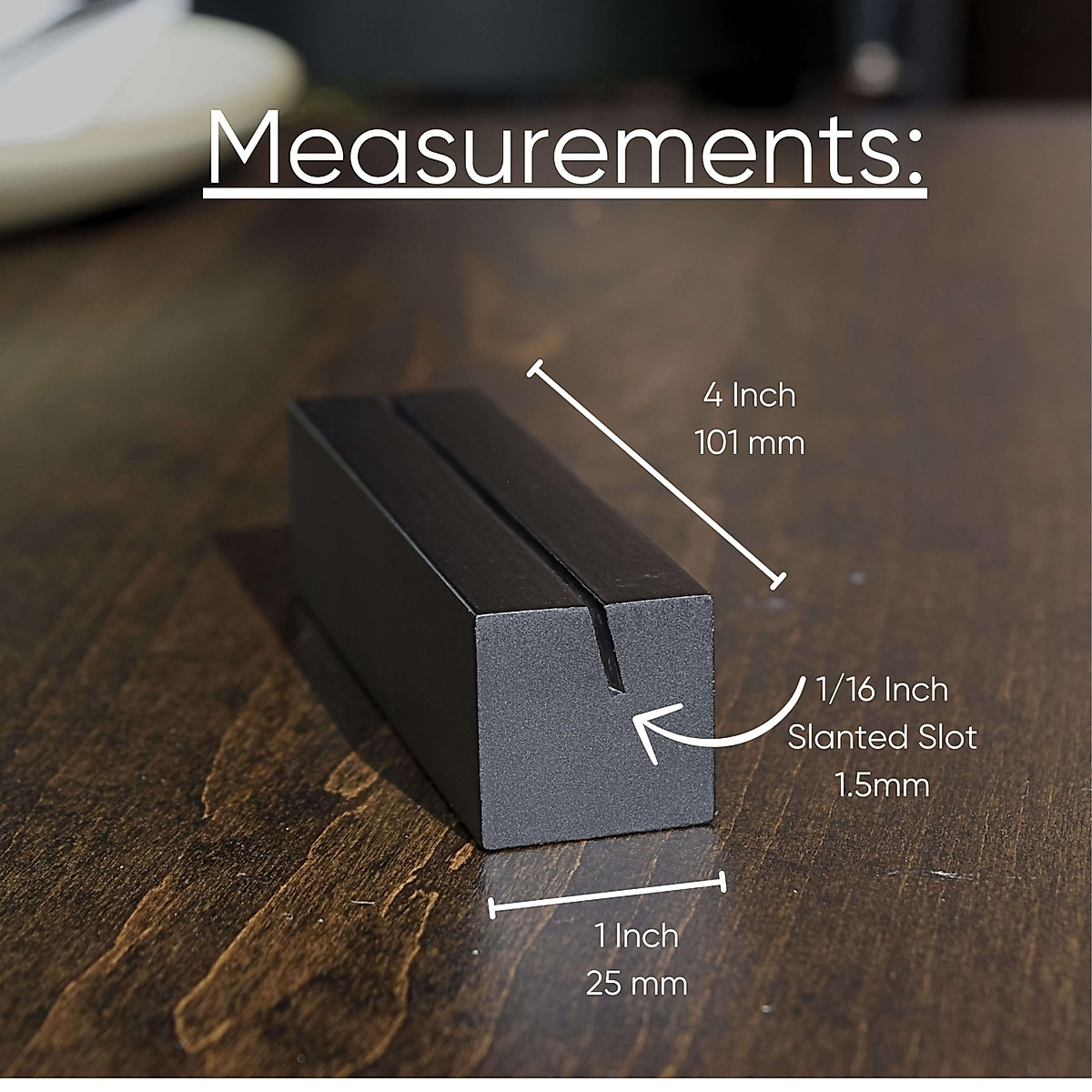 Gardna 20 Pack 4 X 1 X 1 inches Black Wood Place Card Holders, Premium Beech Wood Table Number Holders for Weddings, Parties, Events, Table Sign Holders, Photos, Menu Cards, and Displays