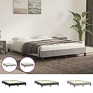 vidaXL Box Spring Bed Frame Home Indoor Bedroom Bed Accessory Wooden Upholstered Double Bed Base Furniture Dark Gray 59.8"x79.9" Queen Velvet