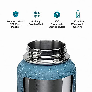 BUZIO Vacuum Insulated Stainless Steel Water Bottle 40oz with 40oz Insulated Three Caps Water Bottle, BPA Free Double Wall Water Flask with Carrying Pouch Double Vacuum Hot Cold Water Bottles