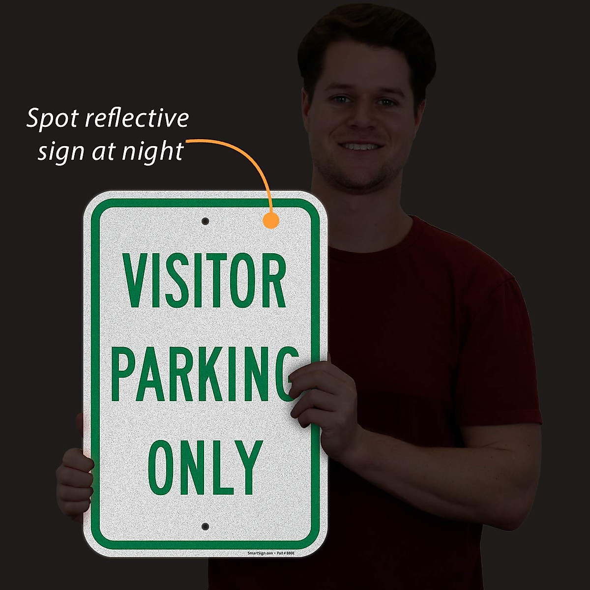 SmartSign 18 x 12 inch Basics “Visitor Parking Only” Metal Sign, 120 mil Aluminum Composite, Engineer Grade Reflective Material, Green and White