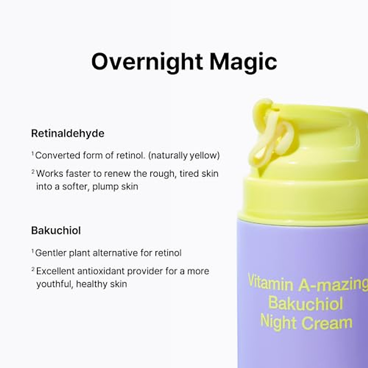 BY WISHTREND] Vitamin A-mazing Bakuchiol Retinal Night Cream, Korean Retinol Alternative, Slow Aging, Skin Smoothing, Pore Refining, Anti-Wrinkle, Sensitive skin 1.05 oz