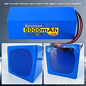 Airuxuan 36V 36V Battery 36V Ebike Battery 8Ah Electric Bike Battery 36V Lithium Battery with 2A Charger, T-Plug, XT60 Connector and BMS for 250-750W Electric Bicycles Motor