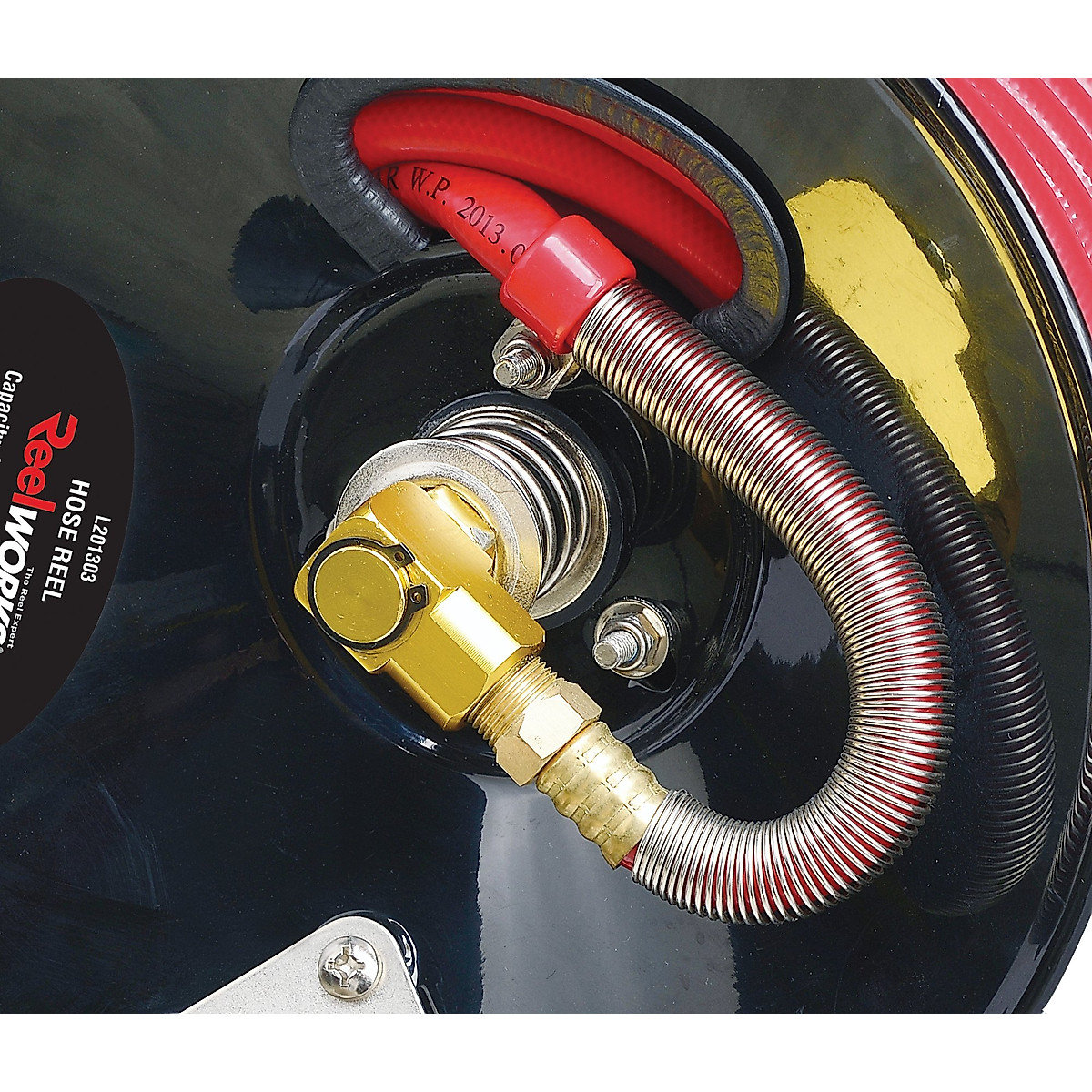 ReelWorks Air Hose Reel Tool Retractable Hand Crank 3/8" Inch x 100' Feet 300 PSI / 20 BAR Heavy Duty Steel Construction (Hose Not Included)