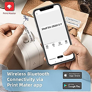 Bluetooth Label Maker, P12 Label Printer Compatible with iOS, Android, Easy-to-Use App, Great for School Home Office Organization Outdoor Use, Includes 1 Label Tapes
