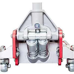 BIG RED AT830011LR Torin Hydraulic Low Profile Aluminum and Steel Racing Floor Jack with Dual Piston Quick Lift Pump, 3 Ton (6,000 lb) Capacity, Red