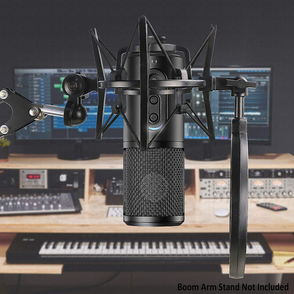 ATR2500X Shock Mount with Pop Filter, Windscreen and Shockmount to Reduce Vibration Noise Matching Mic Boom Arm Stand for Audio-Technica ATR 2500X and ATR2500 USB Condenser Microphone by YOUSHARES